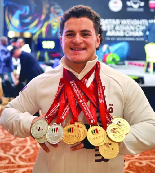 Fares Ahmed Jaber Wins 15 Medals in Qatar Weightlifting Championships ...